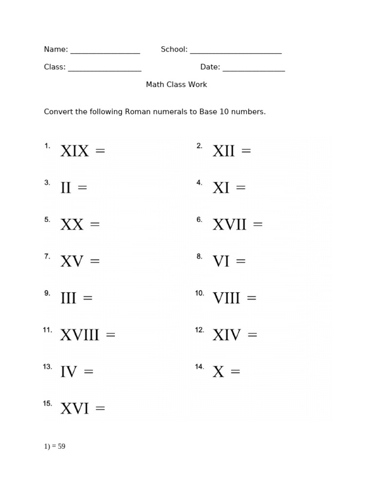 math roman numeral | PDF
