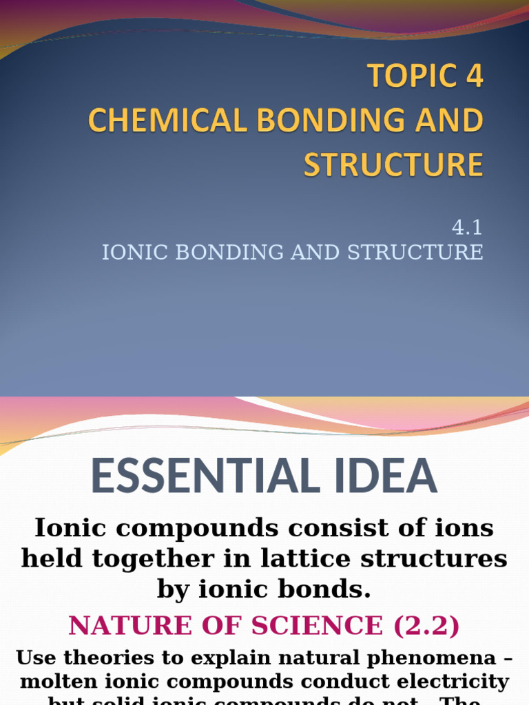 4.1 Ionic Bonding and Structure | PDF | Ion | Ionic Bonding