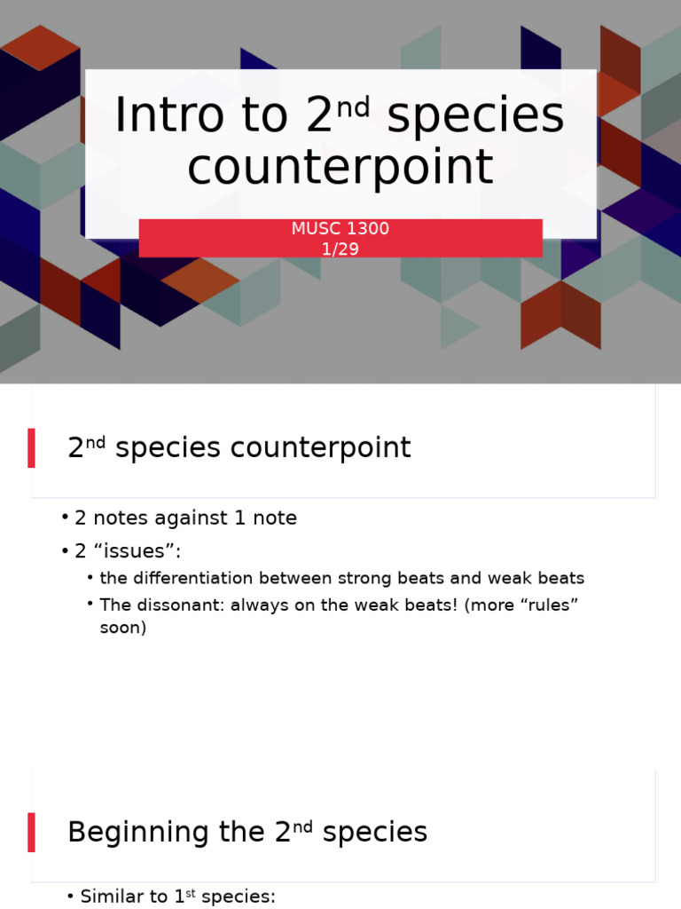 WK 2 Wednesday - Intro To 2nd Species Counterpoint | PDF | Harmony | Musical Techniques