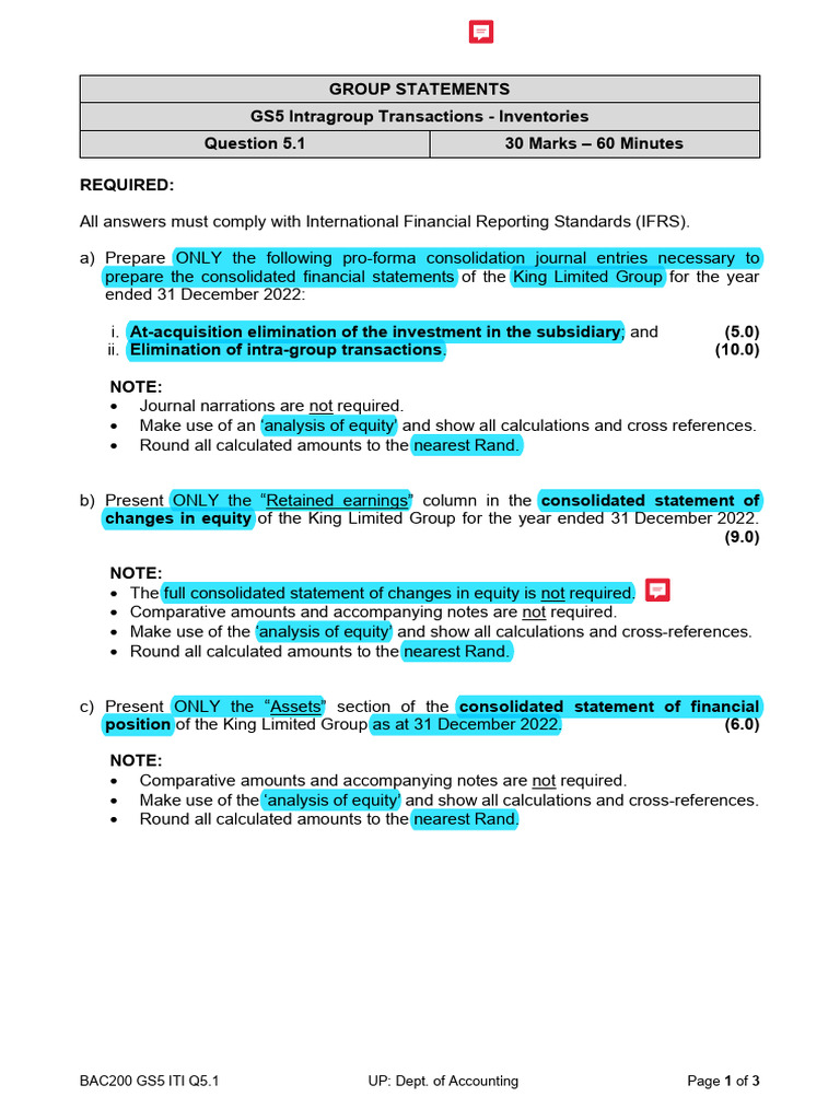 1a BAC200 GS5 2023 ITI Ques 5.1 (King) | PDF | Debits And Credits | Business