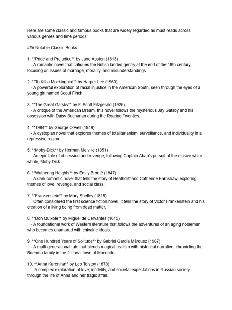 Notable Classic Books | PDF | Novels | Wuthering Heights