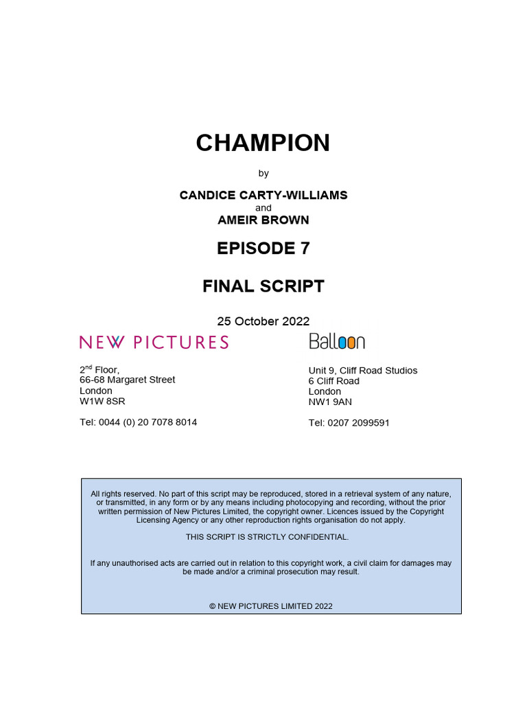 Champion Episode 7 Final Script | PDF