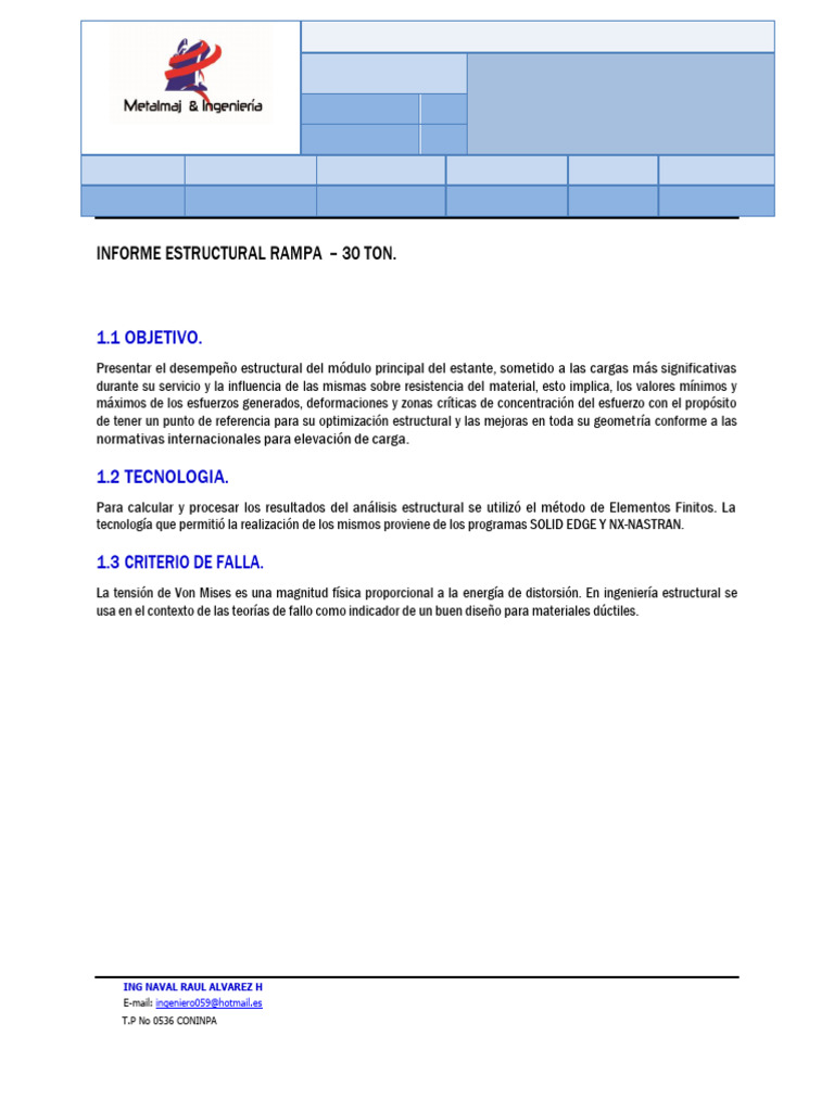 Informe Estructural Rampa 30 Ton Agosto 2023 Def | PDF | Ingeniería mecánica | Ciencias fisicas