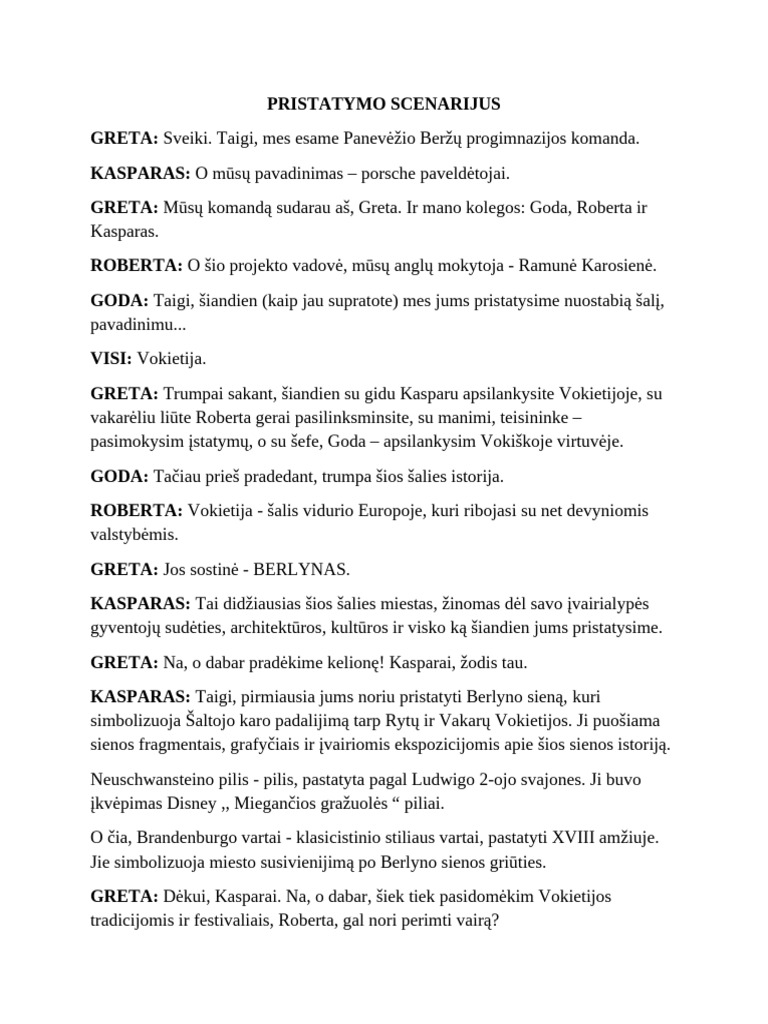 Pristatymo Scenarijus | PDF