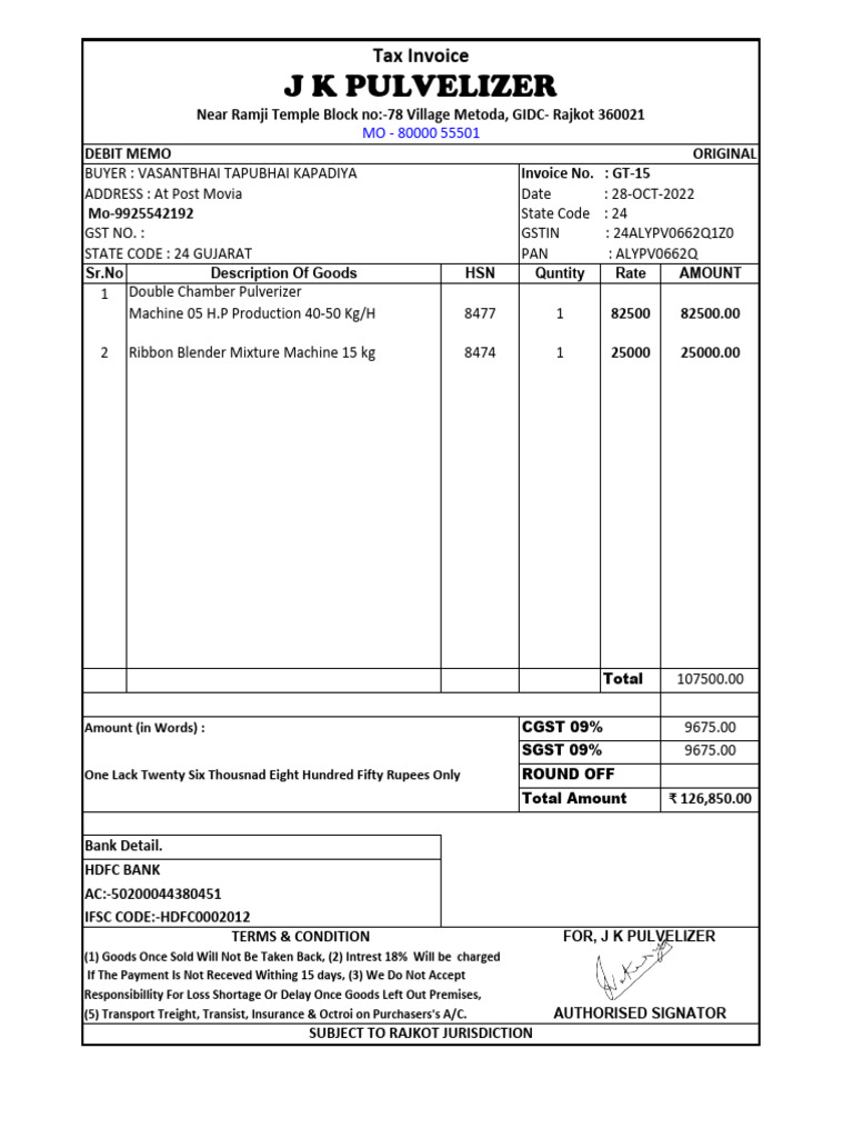 Industrial Equipment Invoice | PDF