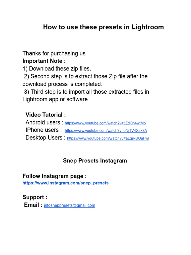 Lightroom Presets Installation Guide | PDF