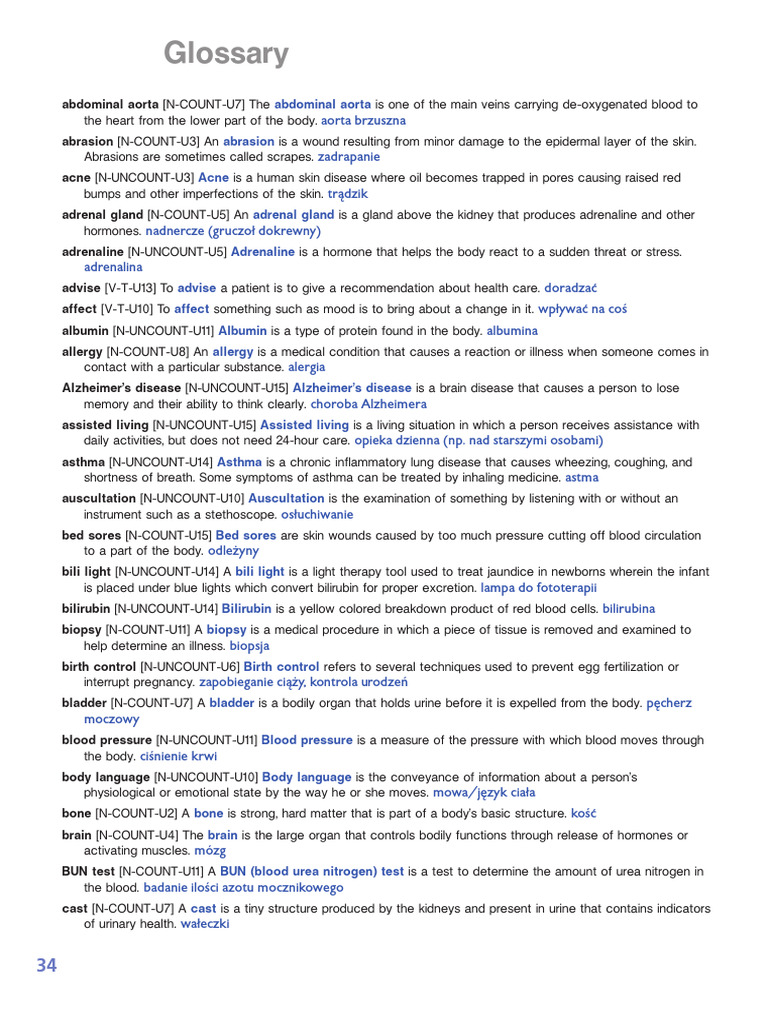 Medical Terminology Glossary | PDF | Urinary System | Urine
