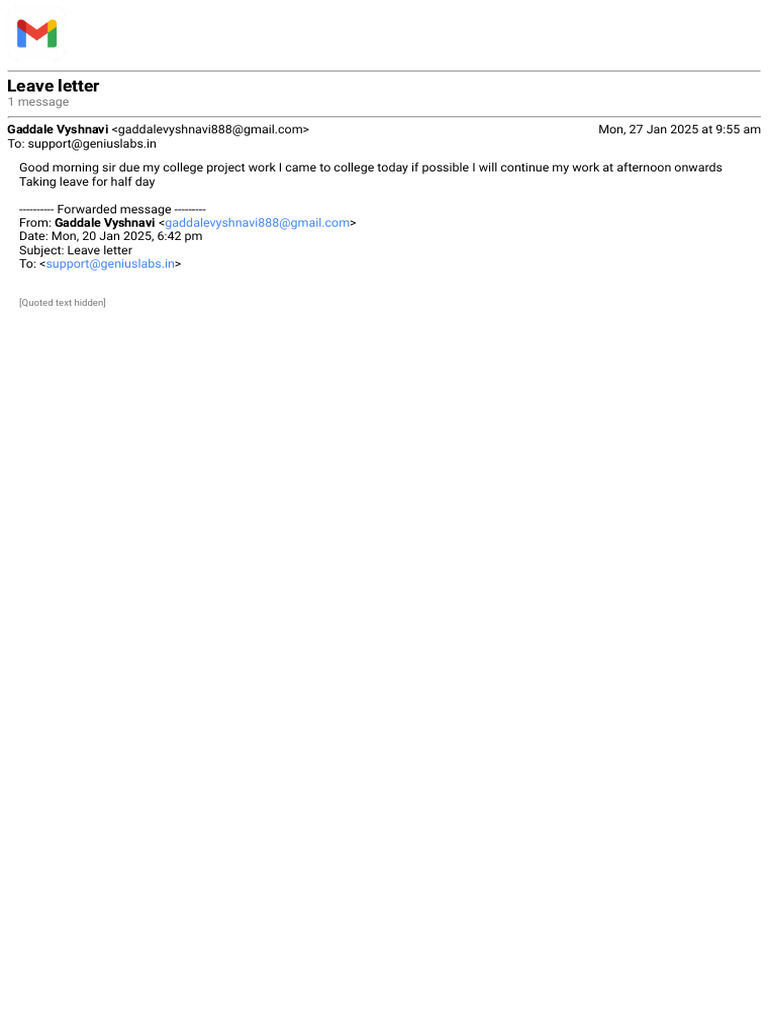 Gmail - Leave Letter | PDF