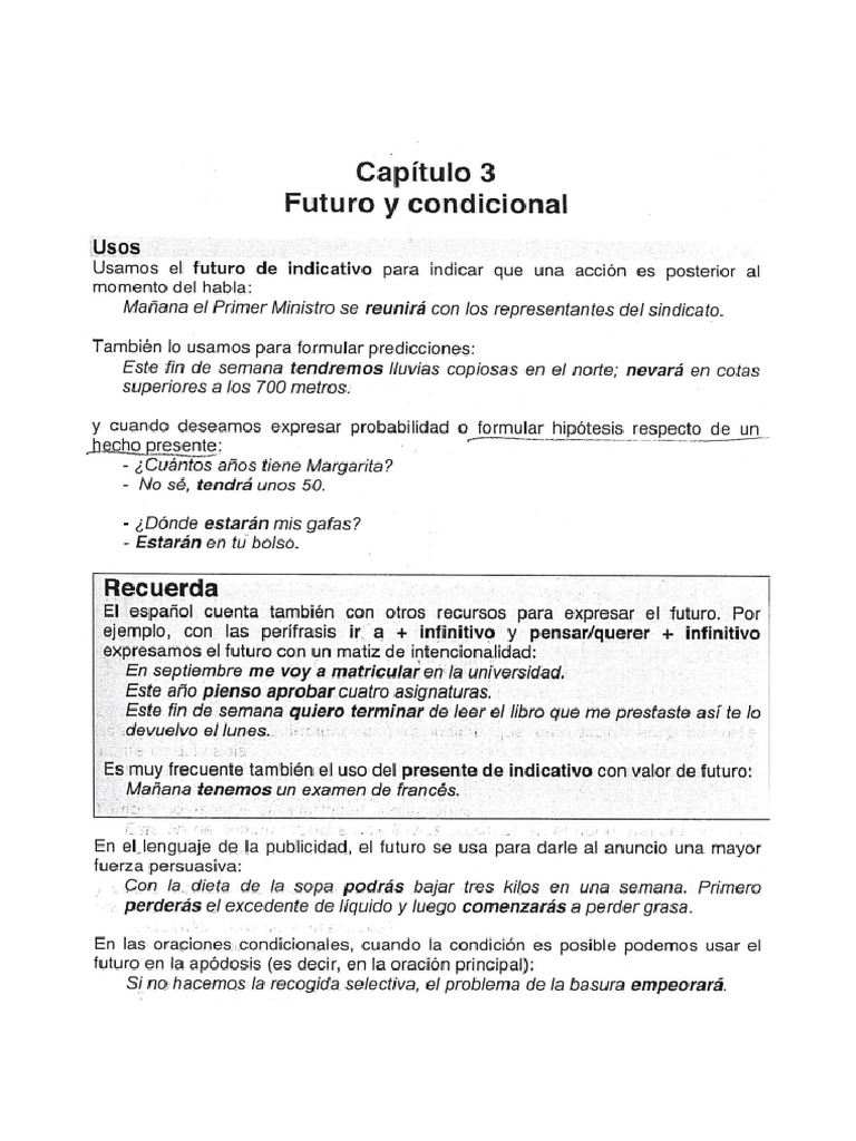 Futuro y Condicional - Material UNIPD | PDF
