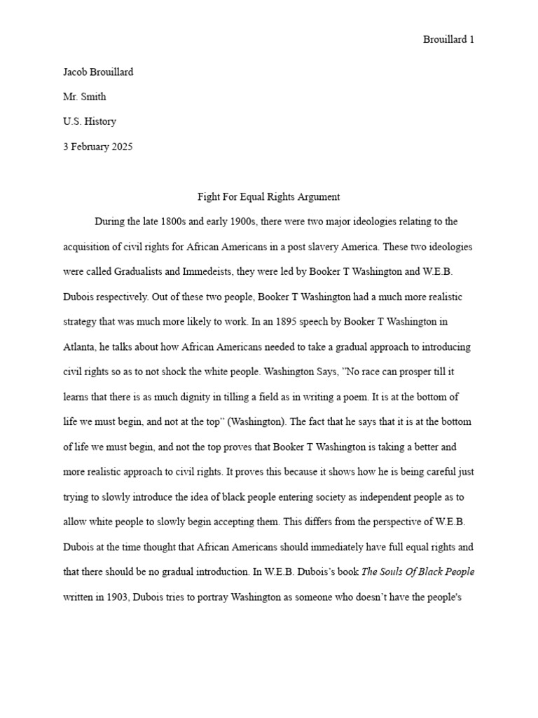 Fight For Equal Rights Argument | PDF | W. E. B. Du Bois