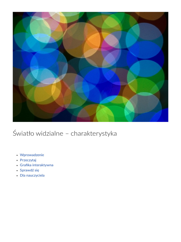 Swiatlo Widzialne Charakterystyka | PDF