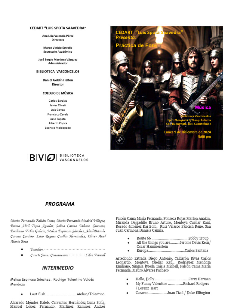 Programa Vasconcelos 2024 MEDIEVAL SIN LOGOS | PDF