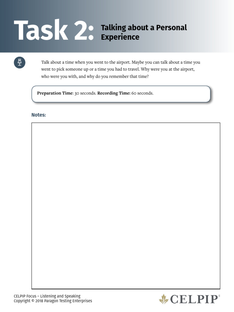 CELPIP Test Practice - Speaking Task 2 | PDF