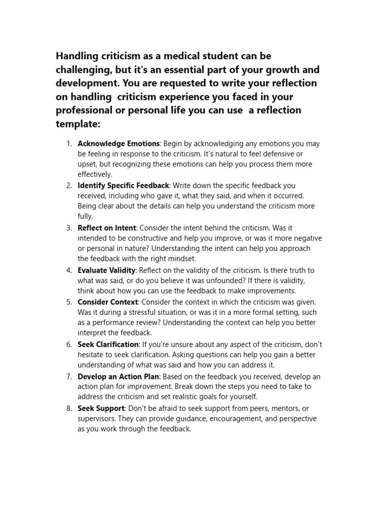 Handling Critism Template 2 | PDF | Emotions | Mentorship