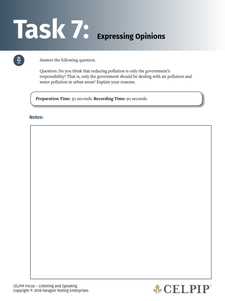 CELPIP Test Practice - Speaking Task 7 | PDF