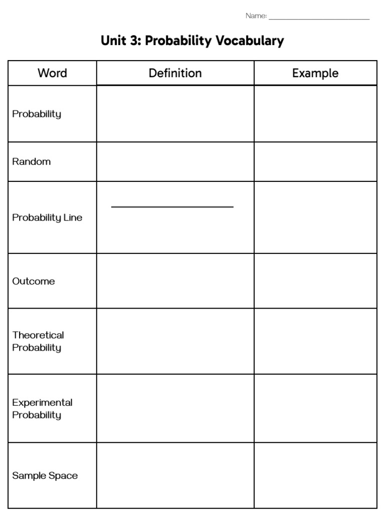 Probability and Statistics Vocabulary Guide | PDF