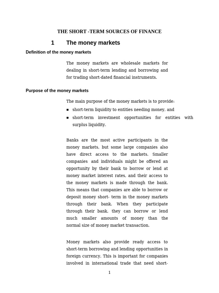 Short-Term Finance Sources Explained | PDF | Repurchase Agreement ...
