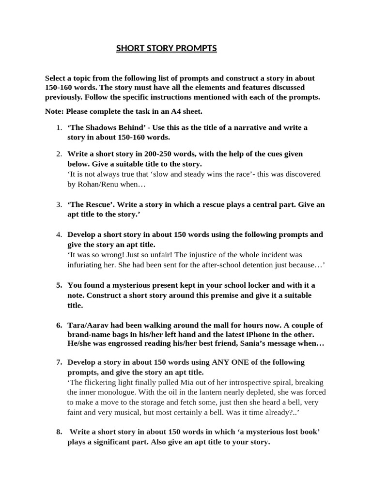 Short Story Prompts - FInal | PDF