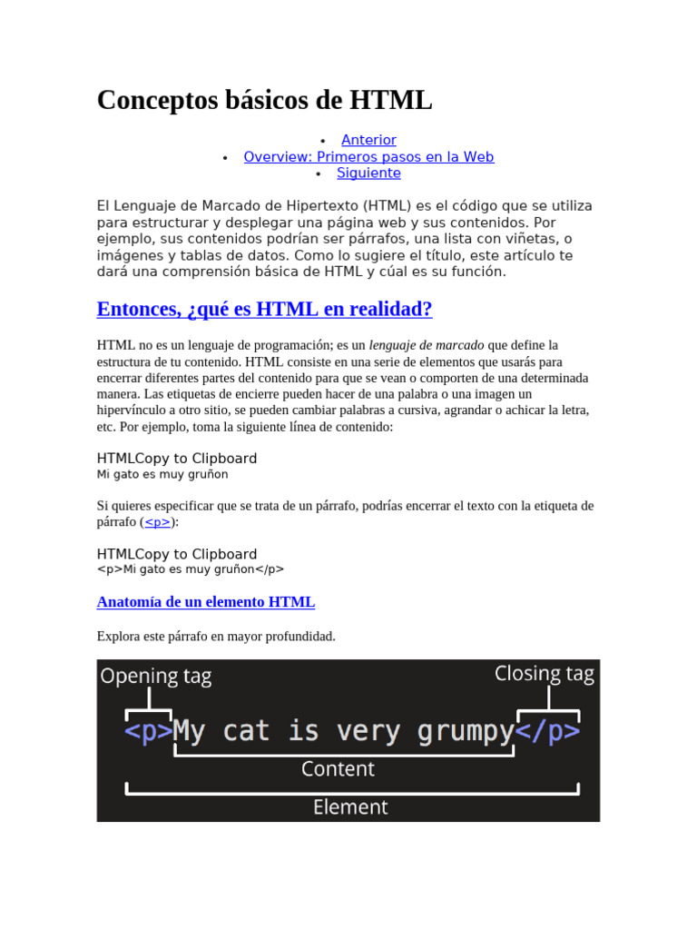 Conceptos básicos de HTML | PDF | HTML | Hipertexto