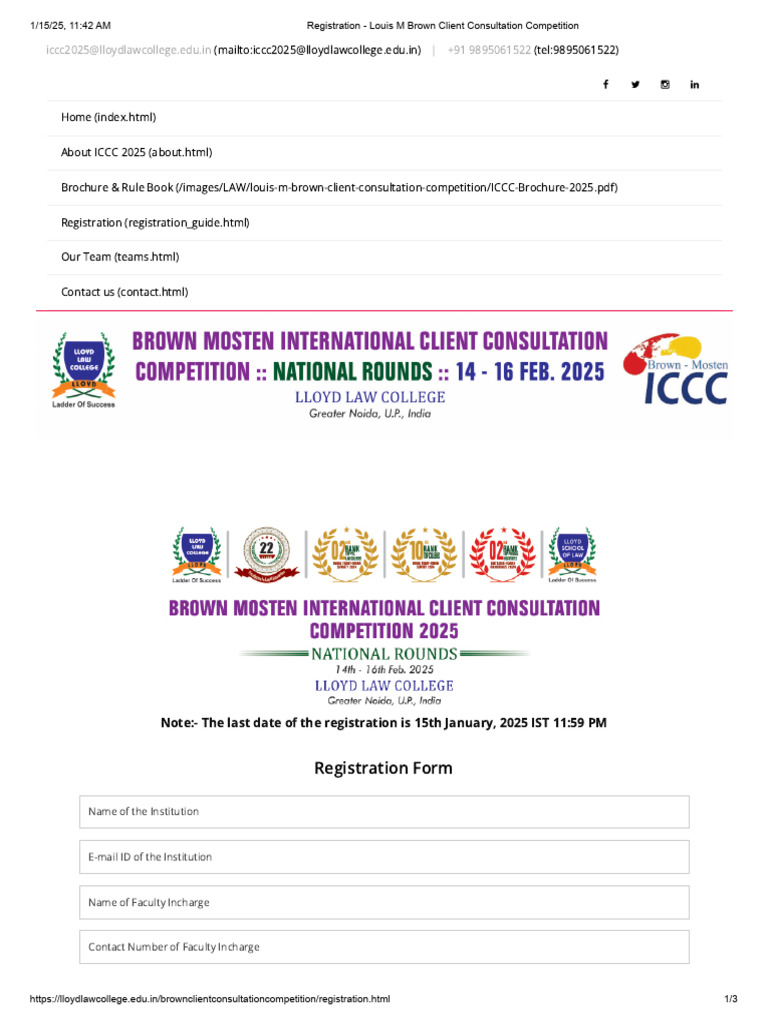 Registration - Louis M Brown Client Consultation Competition | PDF