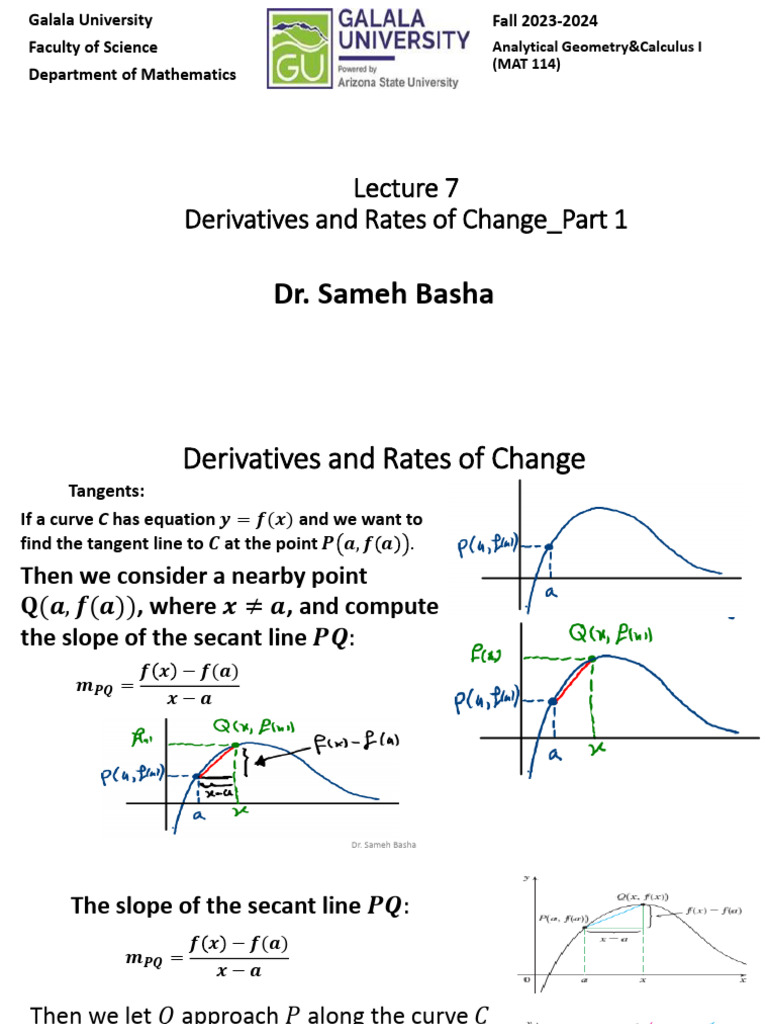 Derivatives and Rates of Change Explained | PDF | Derivative | Slope