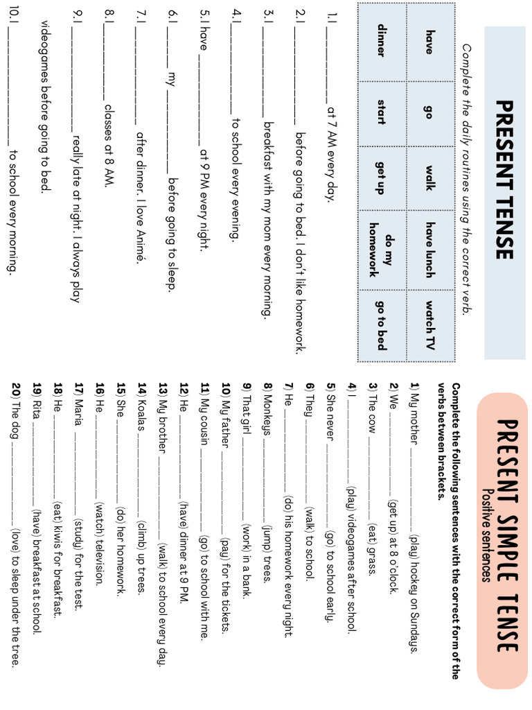Simple Past Tense Regular Verbs Worksheet Light Orange Cute Simple ...