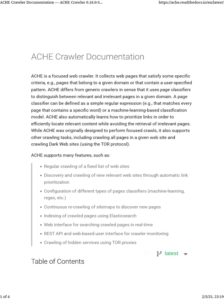 ACHE Crawler Documentation - ACHE Crawler 0.16.0-SNAPSHOT Documentation | PDF | Information ...