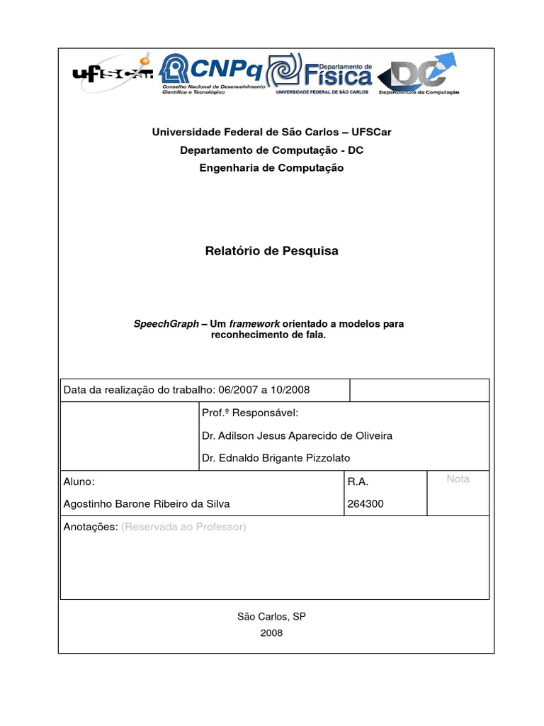 Relatrio Speech Graph | PDF | Framework de software | Linguagem de ...