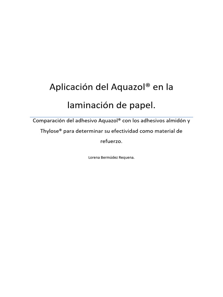 BERMUDEZ - Aplicación Del Aquazol® en La Laminación de Papel | PDF ...