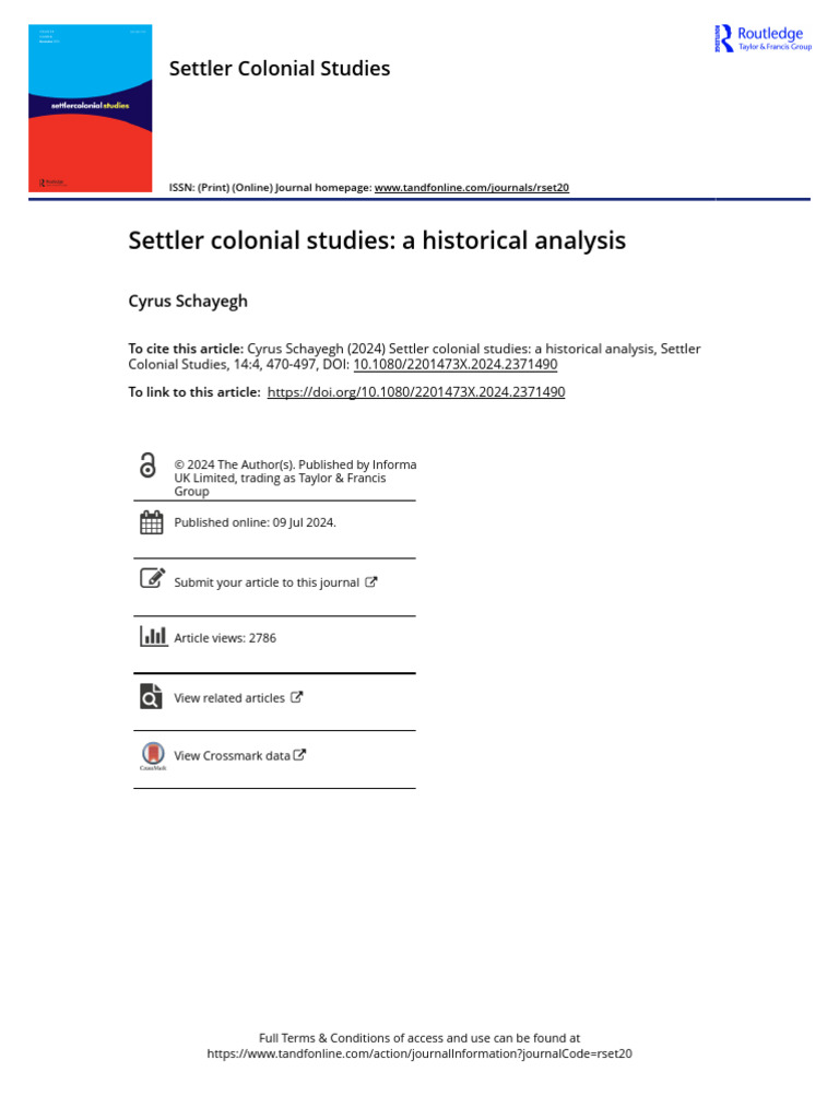 Settler colonial studies a historical analysis | PDF | Indigenous ...