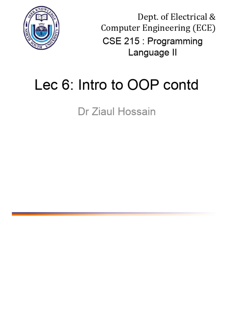 Lec 6 Into To Oop Contdpptx Pdf Method Computer Programming Constructor Object