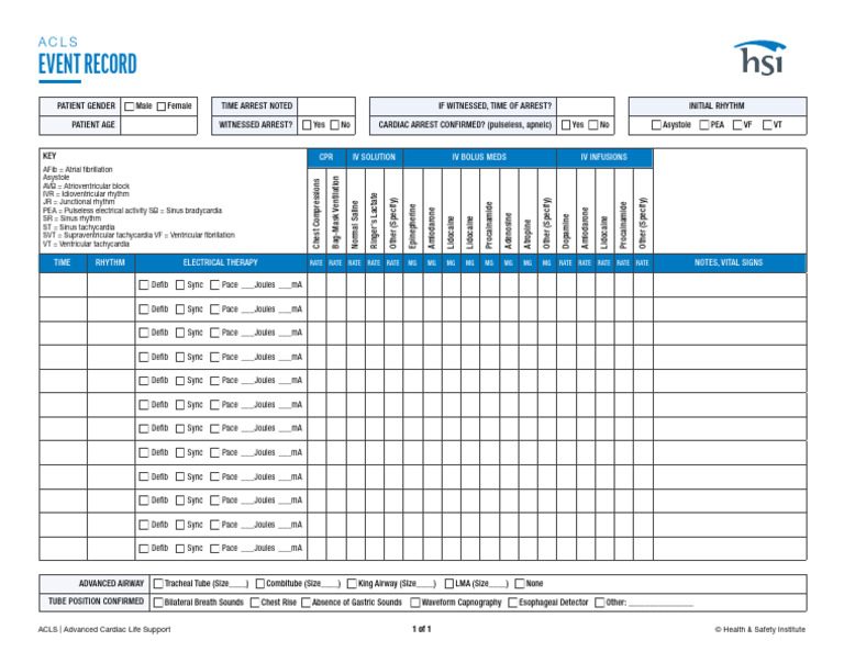 Hsi g2020 Acls Eventrecord | PDF | Internal Medicine | Electrophysiology