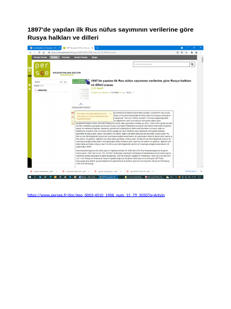 1897'de Yapılan Ilk Rus Nüfus Sayımının Verilerine Göre Rusya Halkları Ve Dilleri | PDF