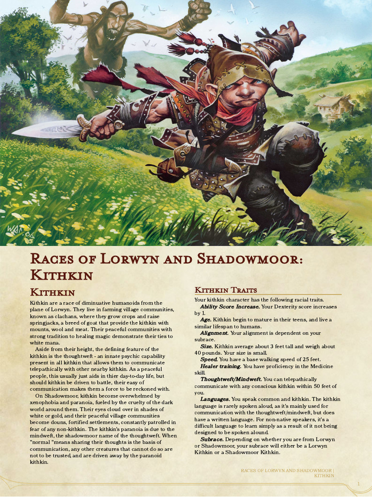 Races of Lorwyn and Shadowmoor - Kithkin - by Kor-Artificer | PDF ...