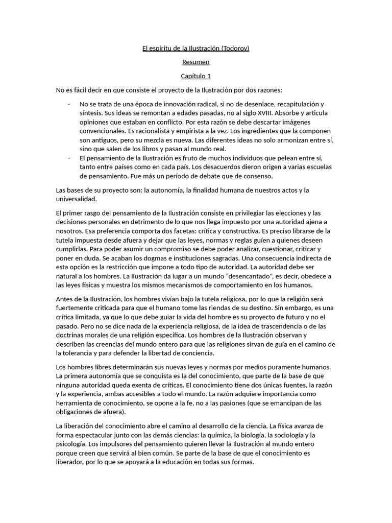 Resumen EEDLI (Todorov) | PDF | Era de iluminacion | Conocimiento