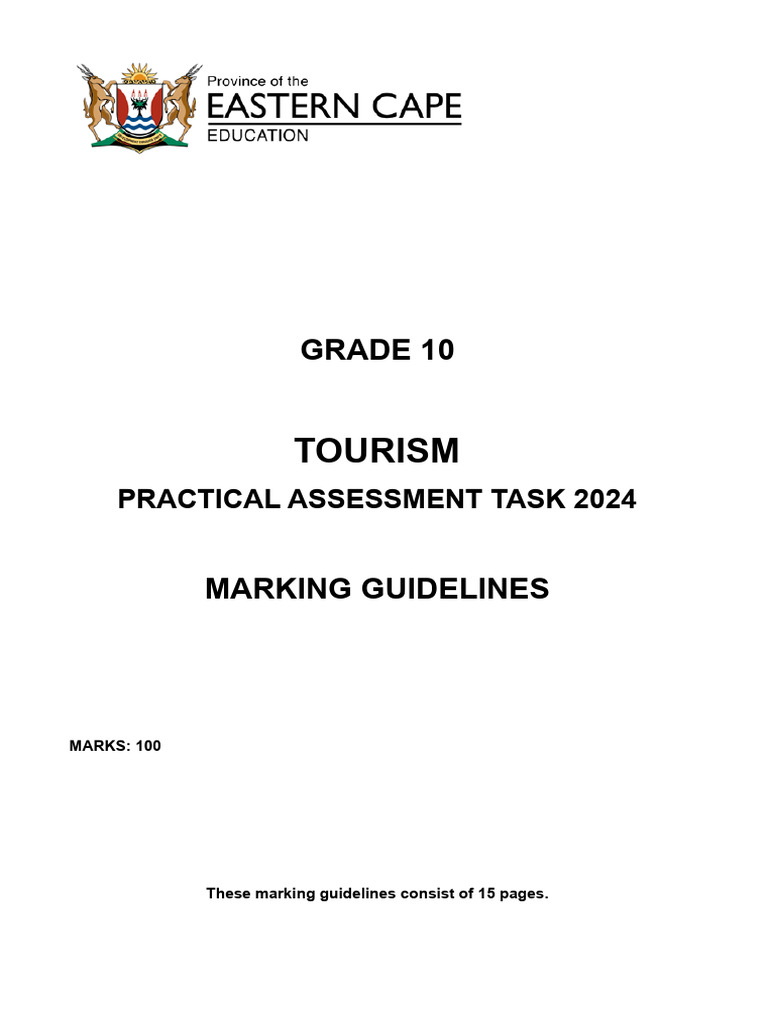 TOURISM PAT GR 10 2024 - Marking Guidelines (Eng) 240803 070606 | PDF ...