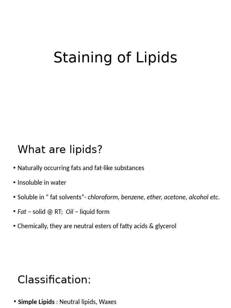 Lipid Staining Techniques Guide | PDF | Staining | Lipid