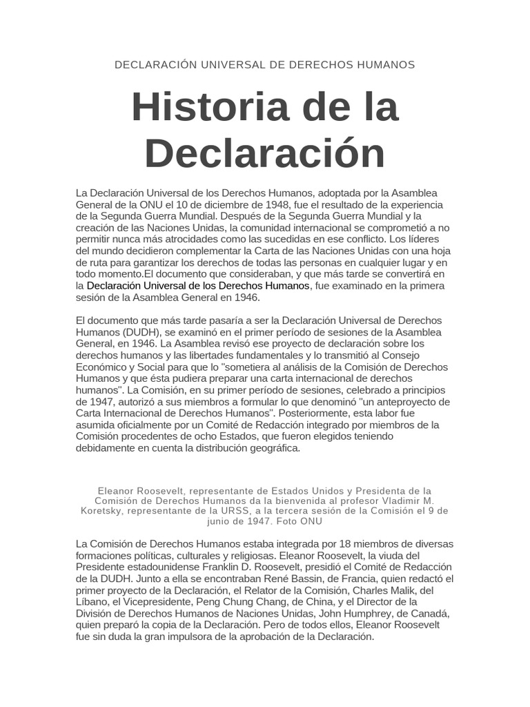 Declaración Universal de Derechos Humanos | PDF | Naciones Unidas ...