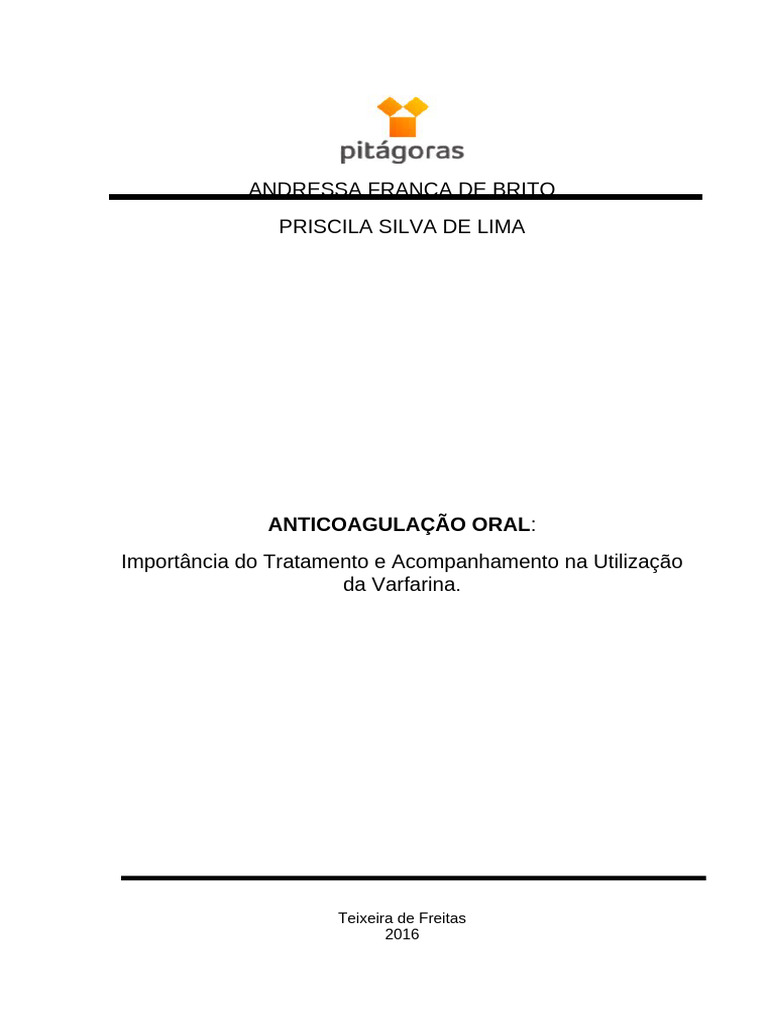 Importância da Varfarina na Anticoagulação | PDF | Hemostasia | Coagulação