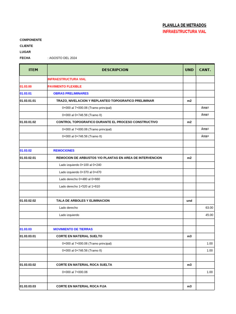 Planilla de Metrados | PDF