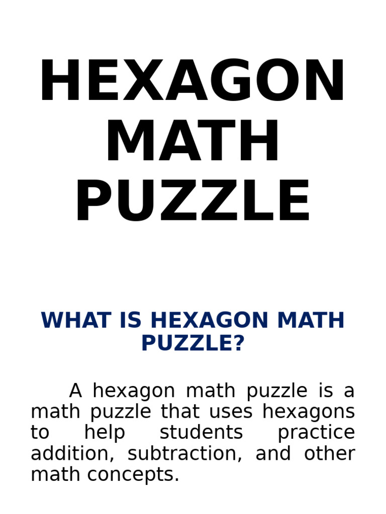 Hexagon Math Puzzle | PDF