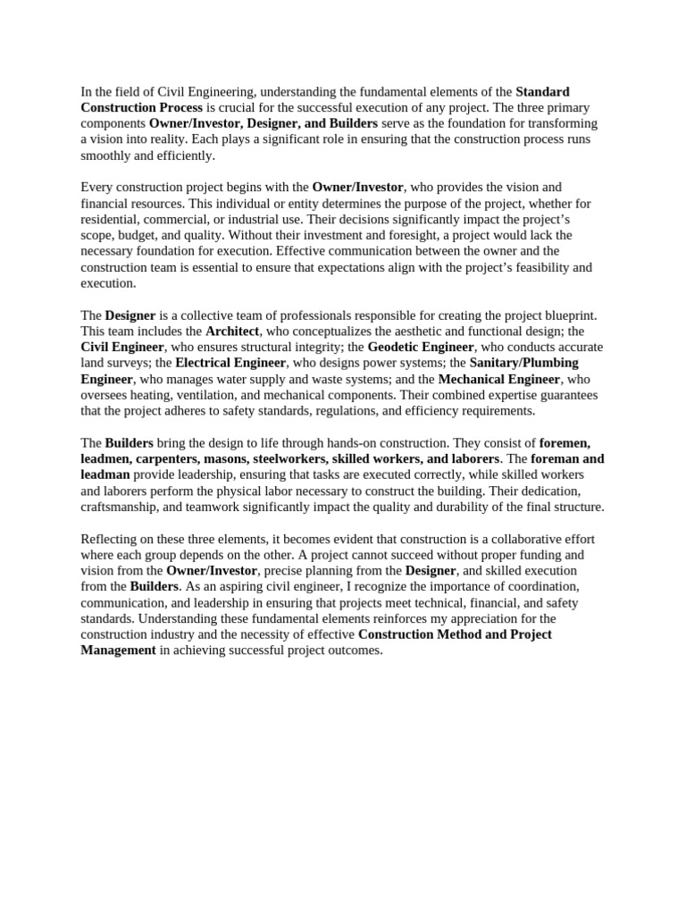 REFLECTION CMPM | PDF | Engineer | Project Management