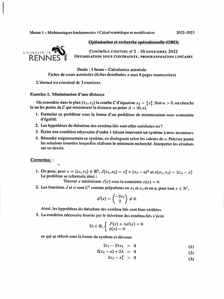 CC2 Optim 2022 2023 PDF | PDF