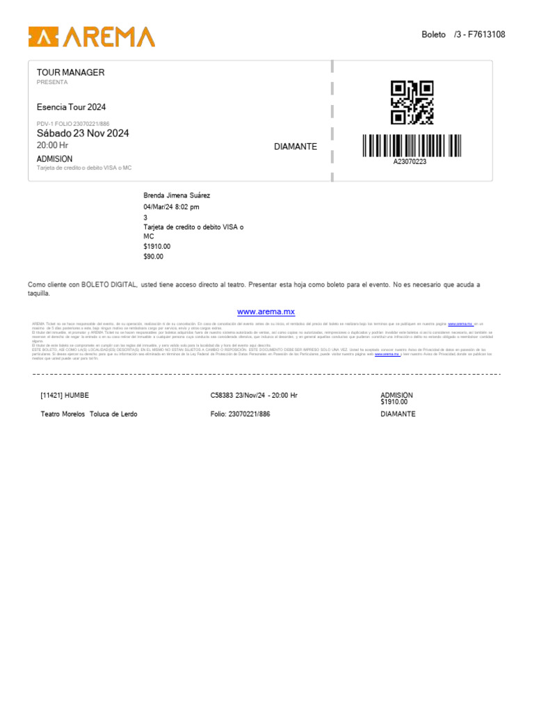 Boletos Ana Humbe-3 | PDF | Tarjeta de débito | Visa Inc.