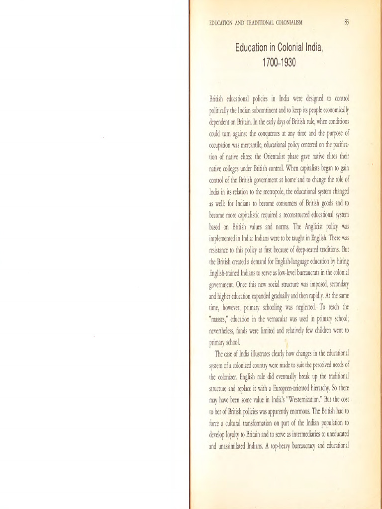 Education in Colonial India | PDF