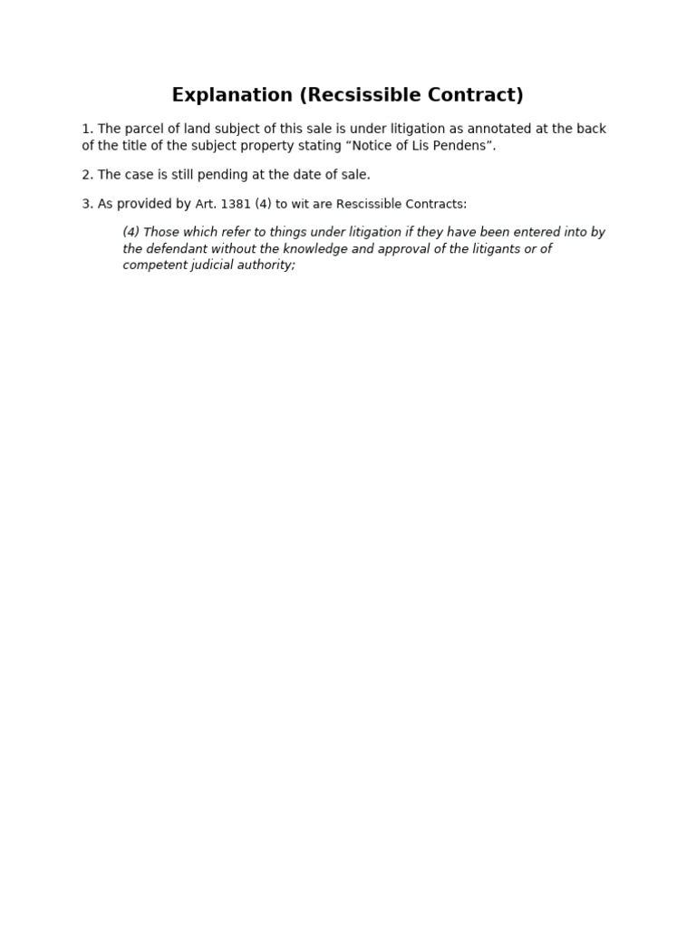 Rescissible Contract Explained | PDF