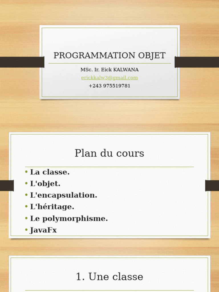 Presentation1 POO | PDF | Classe (informatique) | Programmation orientée objet