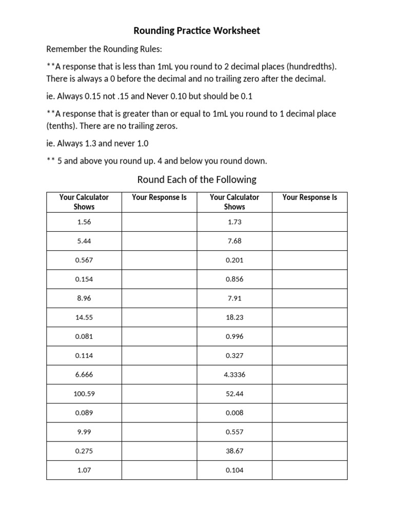 Rounding Practice Math | PDF
