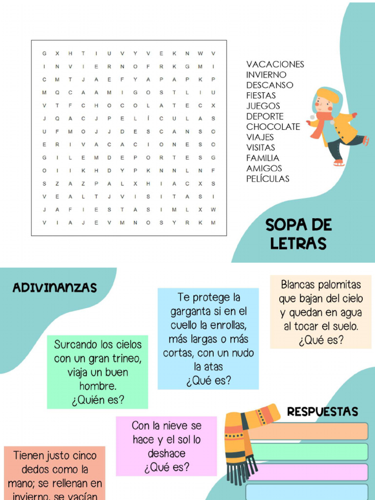 Sopa de Letras Vacaciones de Invierno | PDF