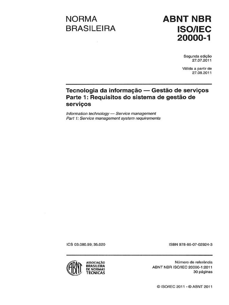 Norma ABNT - ISO 20000 | PDF